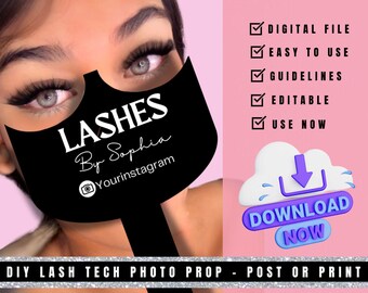Lash Tech Photo Prop, Face Cover Logo, Lash Tech Logo Face Paddle, Lash ...