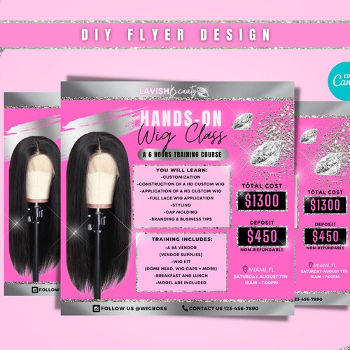 WIG CLASS TEMPLATE Wig Class Flyer Social Media Post - Etsy