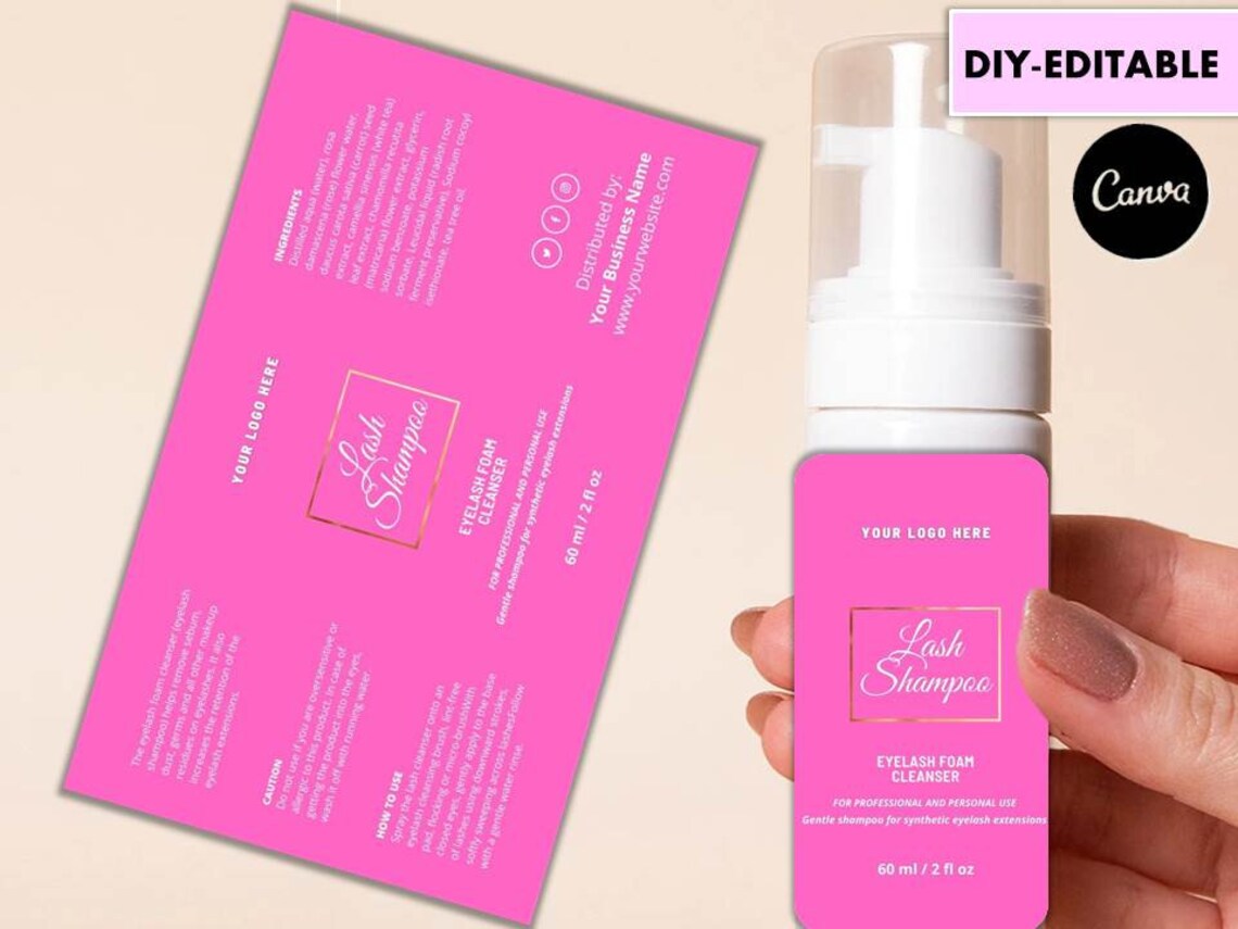 Eyelash Cleanser Foam Bottle Label Lash Bath Labels Lash - Etsy