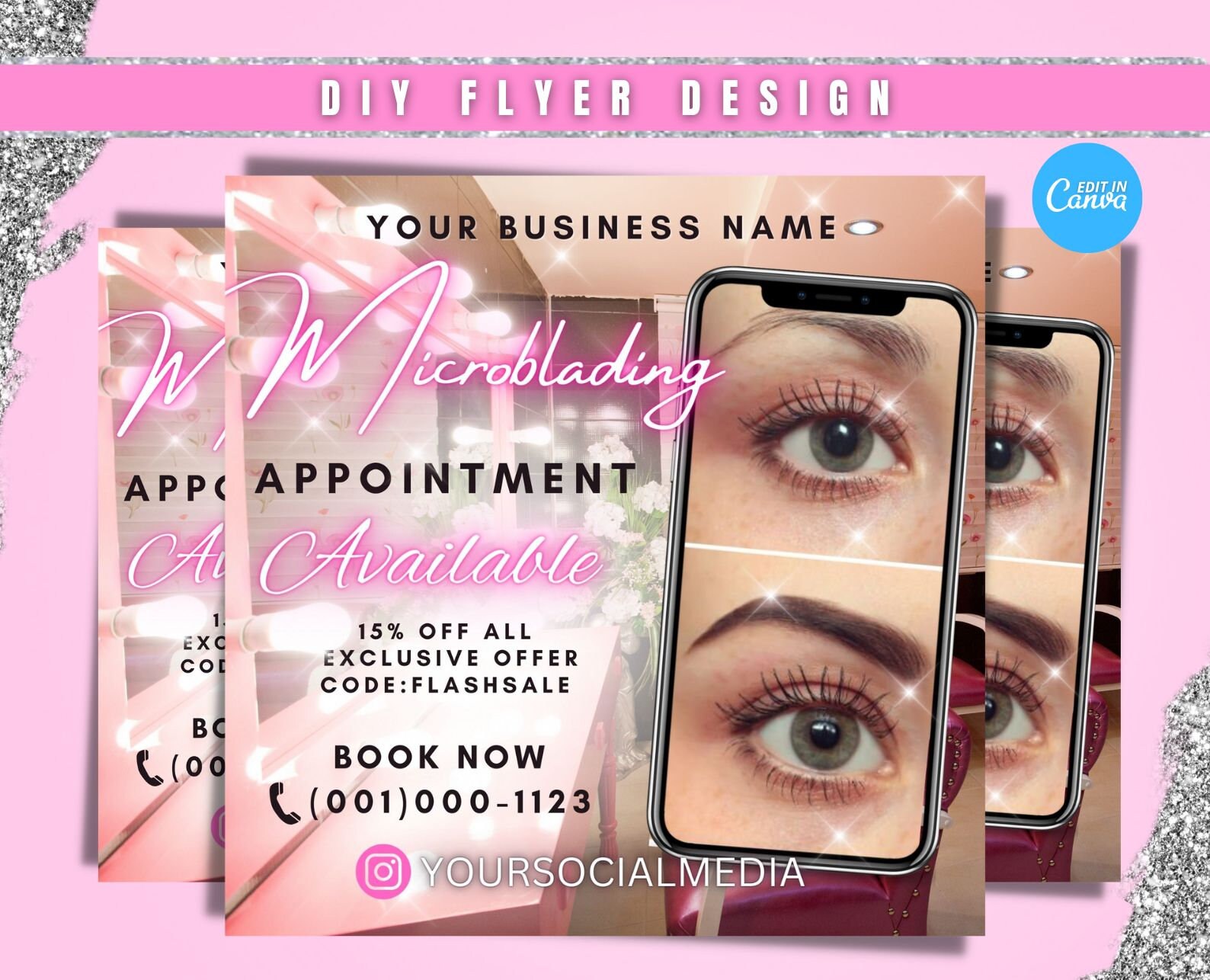 Microblading Appointment Brow Lamination Flyer PMU Flyer - Etsy