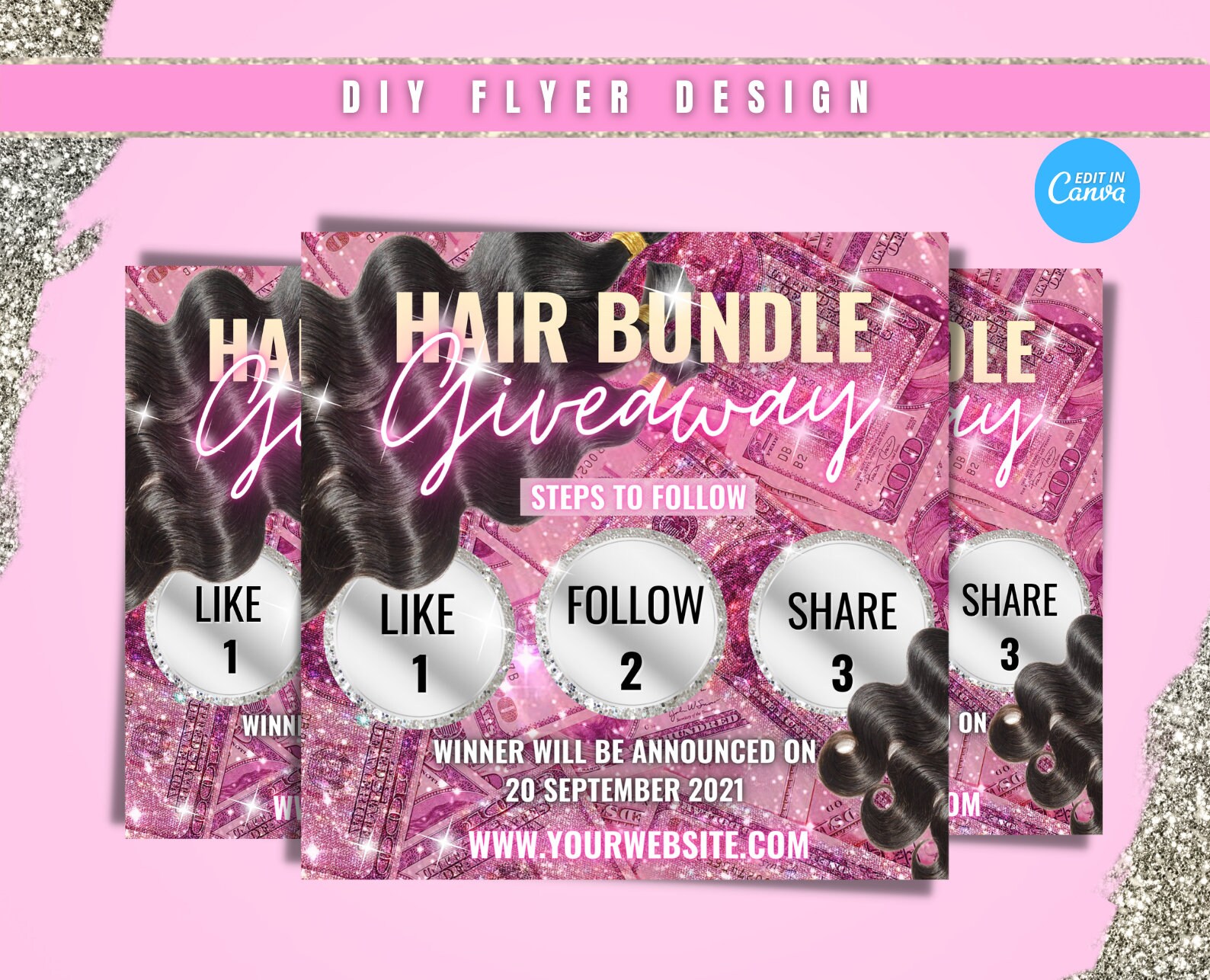 Stationery Hair Bundle Social Media Raffle Wig DIY Instagram Raffle ...
