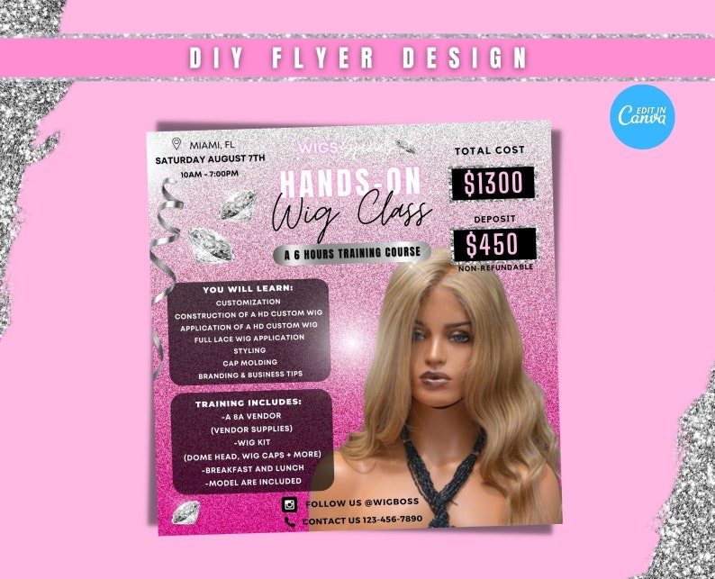 DIY Wig Class Flyer Wig Course Flyer Template Wig Training - Etsy
