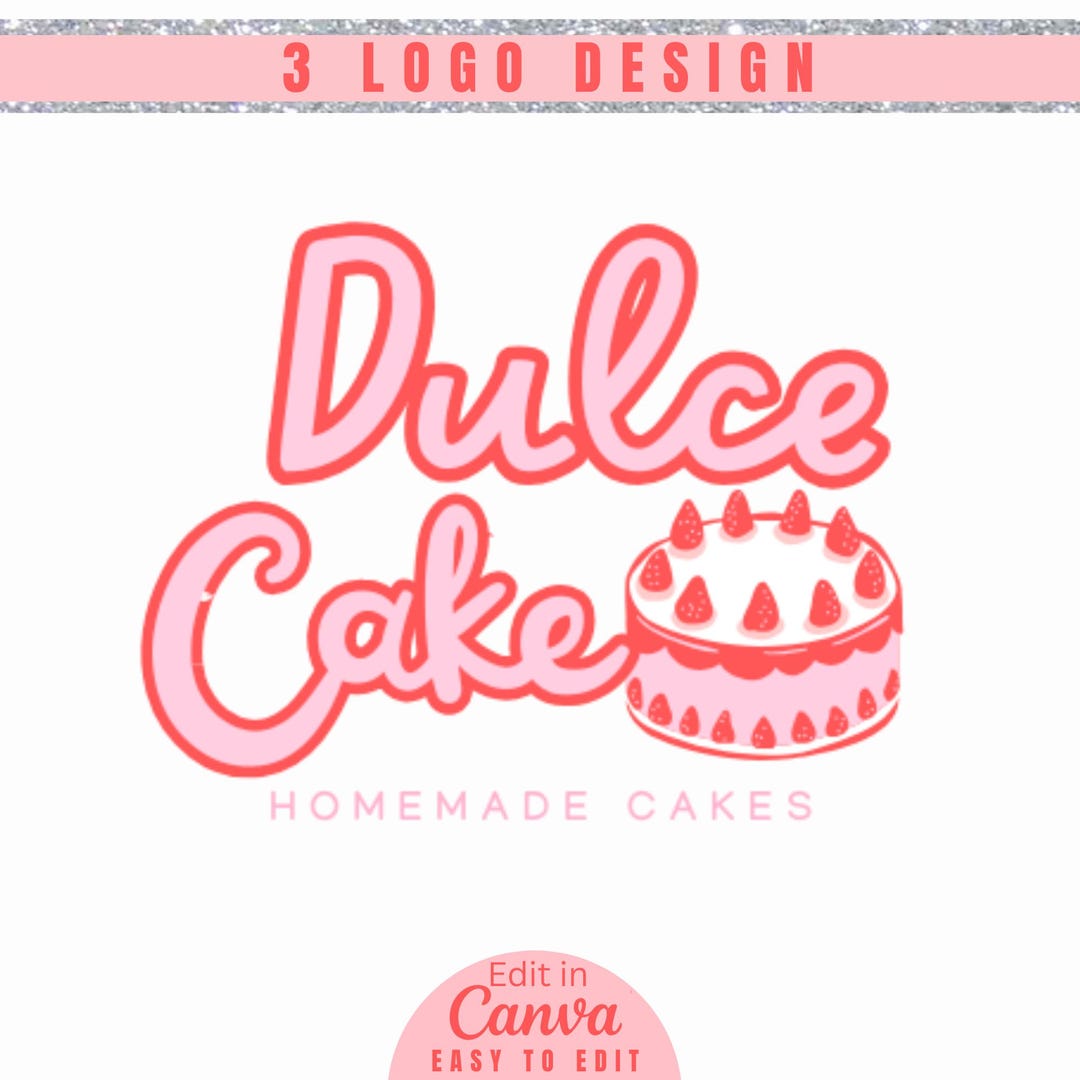 Pink Cake Logo, Vintage Cake Logo, Bakery Logo, Retro Logo Design ...