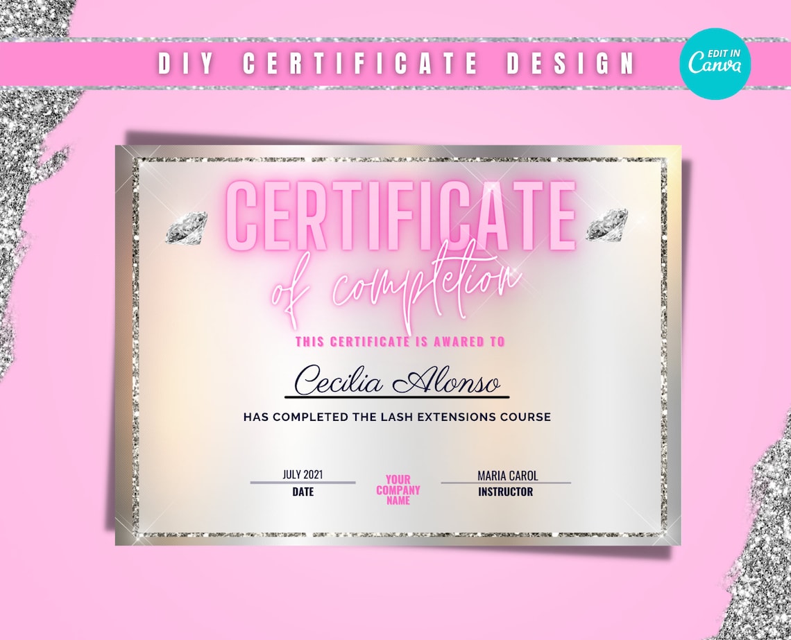 DIY Certificate of Completion Template Lash Training | Etsy