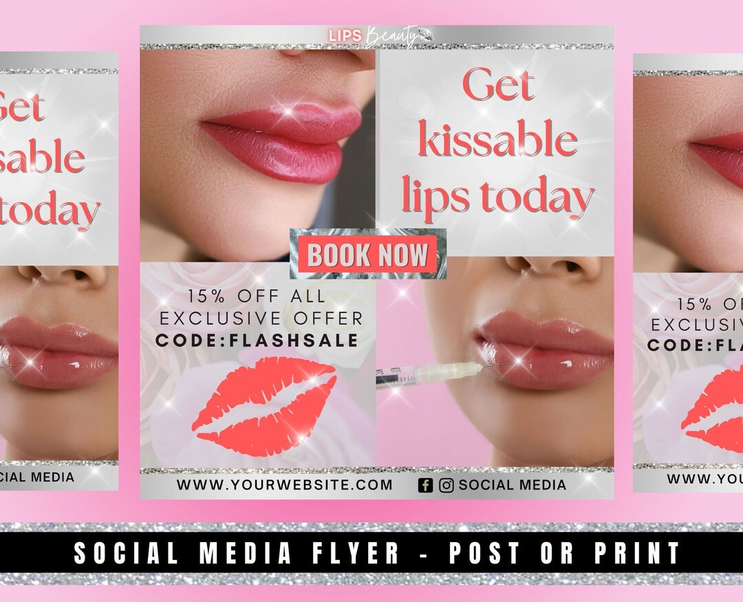 Lip Filler Special Flyer, Lip Filler Sale, Hyaluron Pen Flyer, Beauty ...