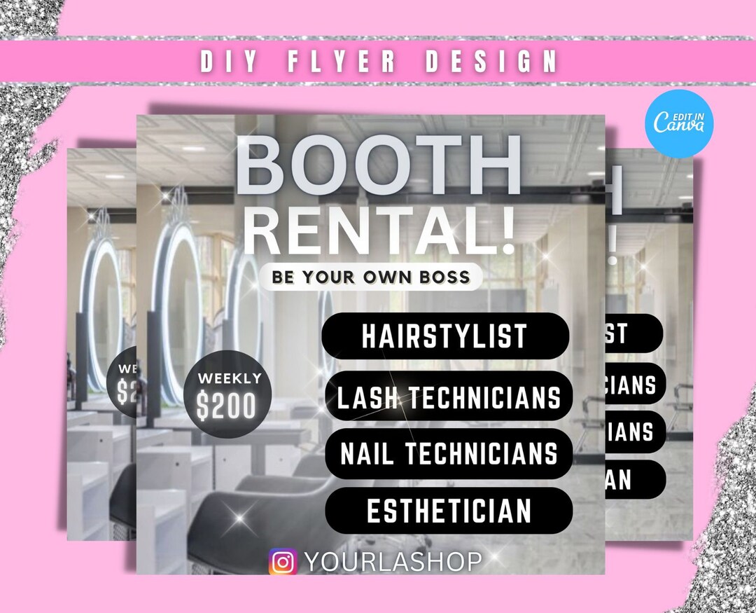 Booth Rental Flyer, Social Media Flyer, Booth Rent Flyer Template, Now ...
