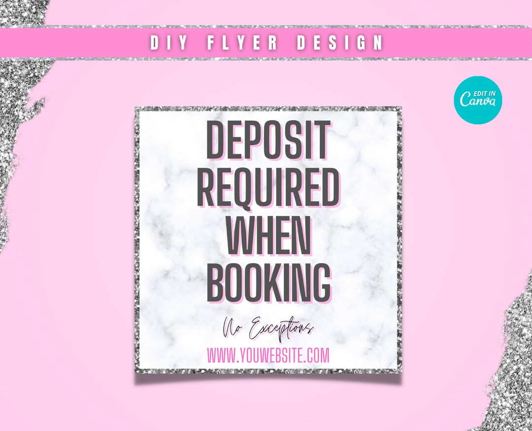 Deposit Required Flyer, Booking Flyer Template, Deposit Flyer, Social ...