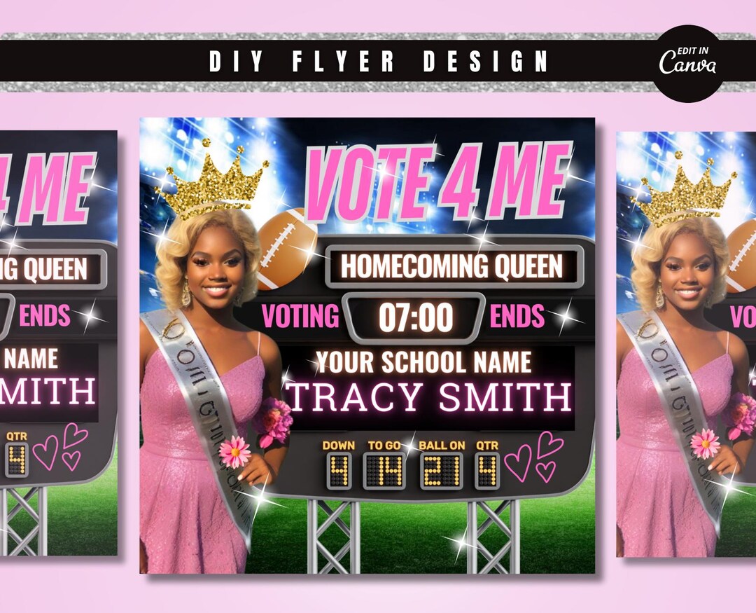 Editable Homecoming Queen Flyer, Vote for Me Flyer, School Flyer ...