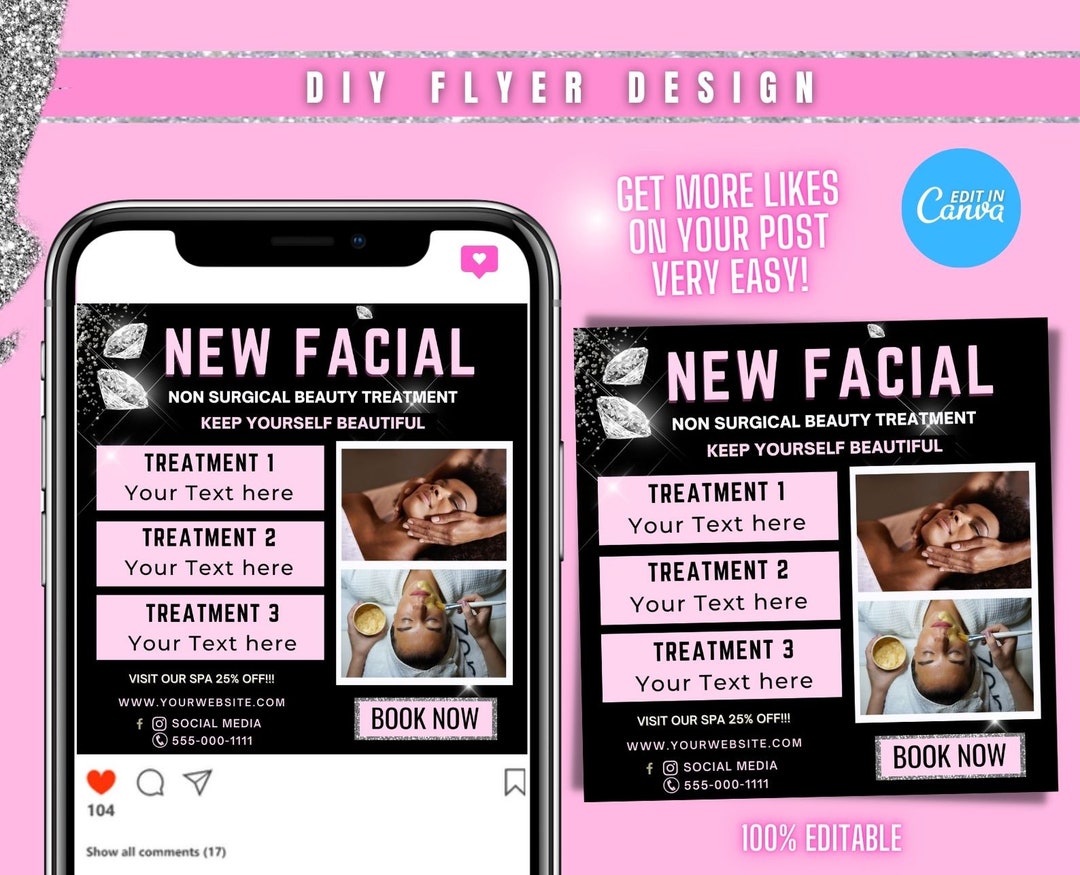 DIY Facial Flyer, Massage Flyer, Beauty Service Flyer, Social Media ...