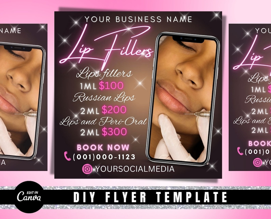 Lip Filler Flyers Canva Editable Flyers Social Media Flyers Hyaluron ...