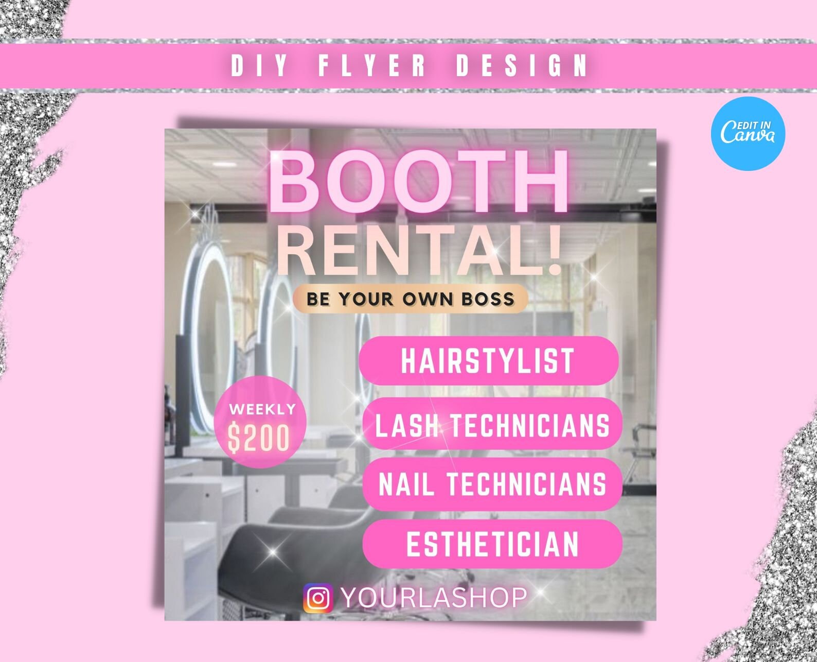 Booth Rental Flyer Hairstylist Flyer Social Media Flyer - Etsy