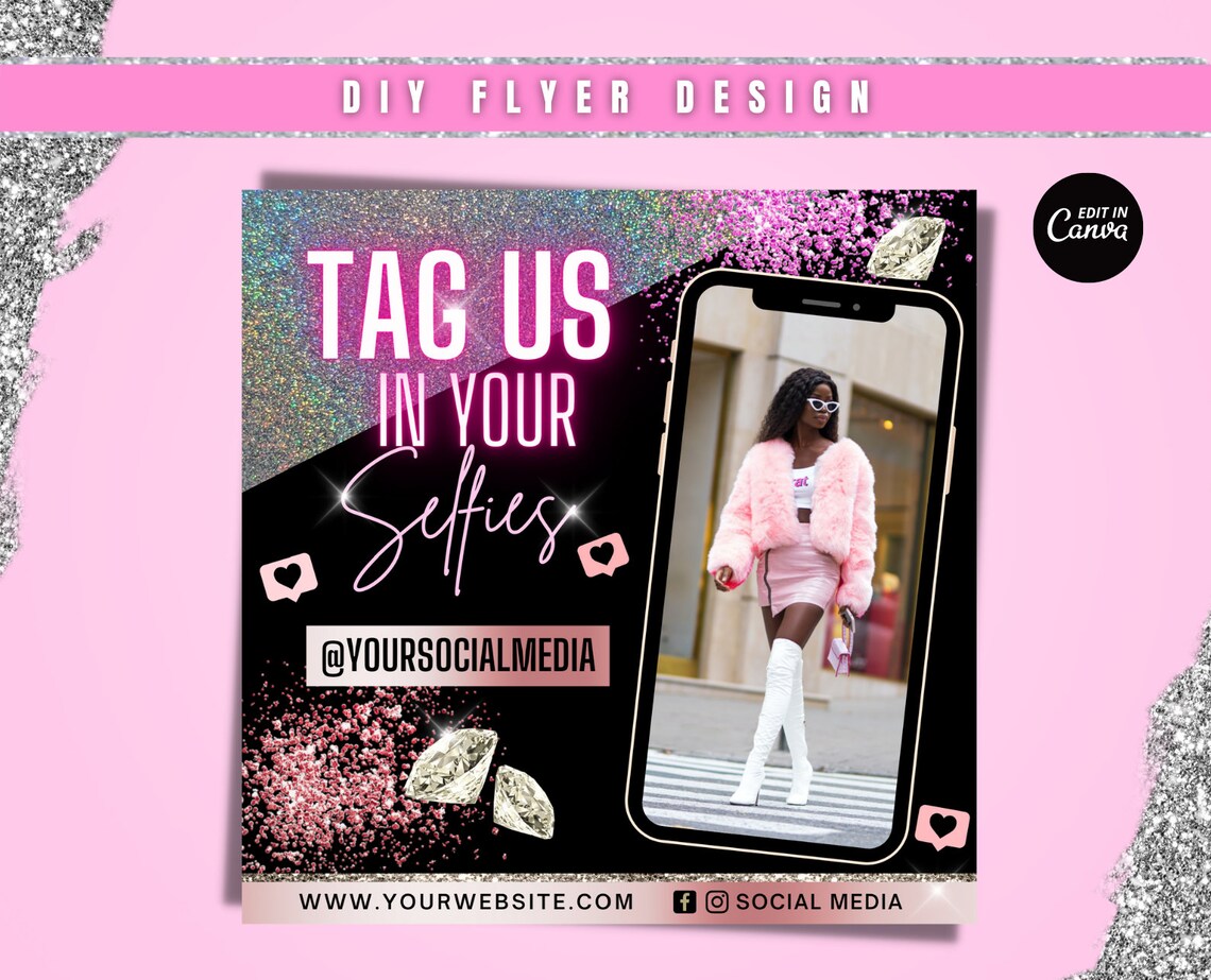 DIY Tag Us in Your Selfie Template Social Media Flyer - Etsy
