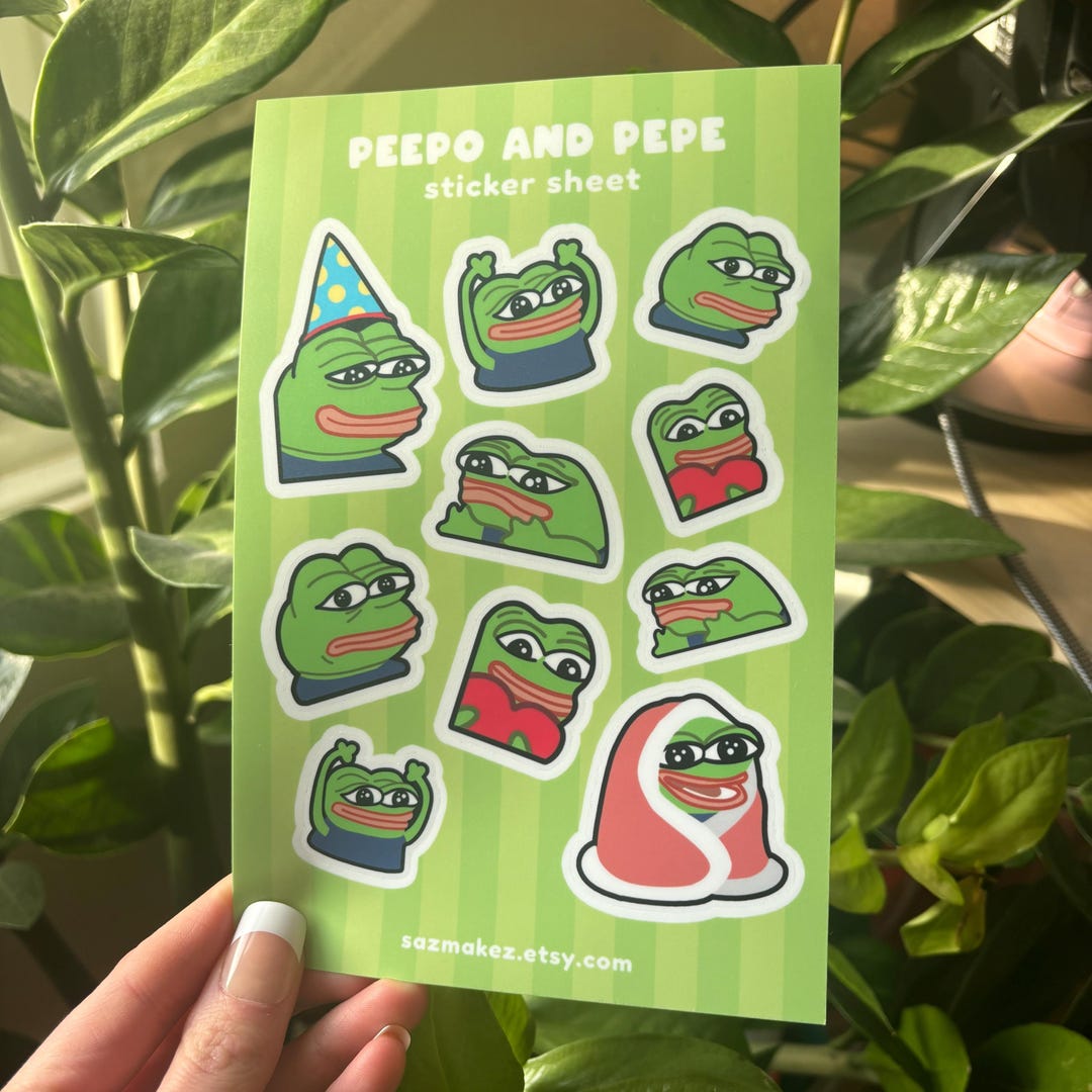 Peepo and Pepe Sticker Sheet | Matte Vinyl Sticker Sheet | Cute Meme ...