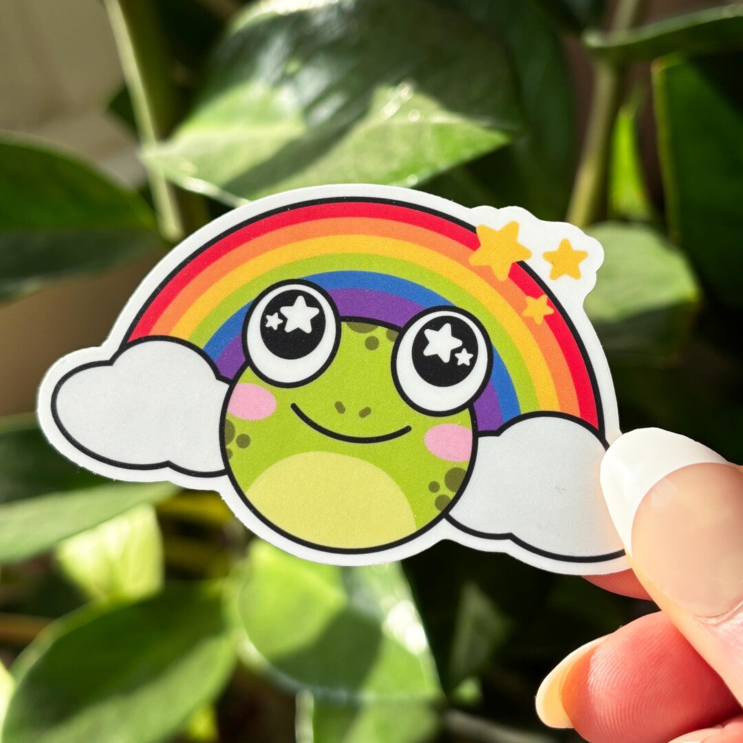 Rainbow Frog Sticker | 3" Matte Vinyl Sticker | Cute Frog Sticker ...