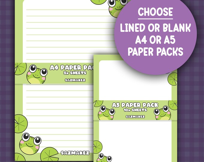 Frog Writing Paper | A4-A5, Lined, Blank, Cute Letter Writing Paper ...