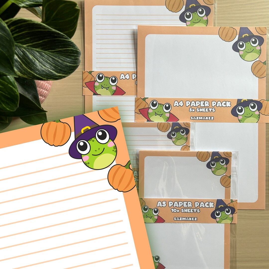 Frog Writing Paper A4-A5, Lined, Blank, Cute Letter Writing Paper ...