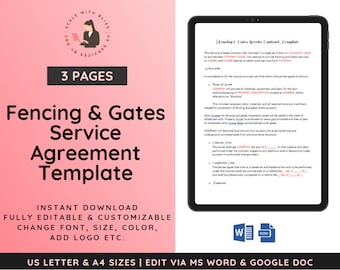 Fencing Contract, Fencing Contract Template, Fencing and Gates Install ...