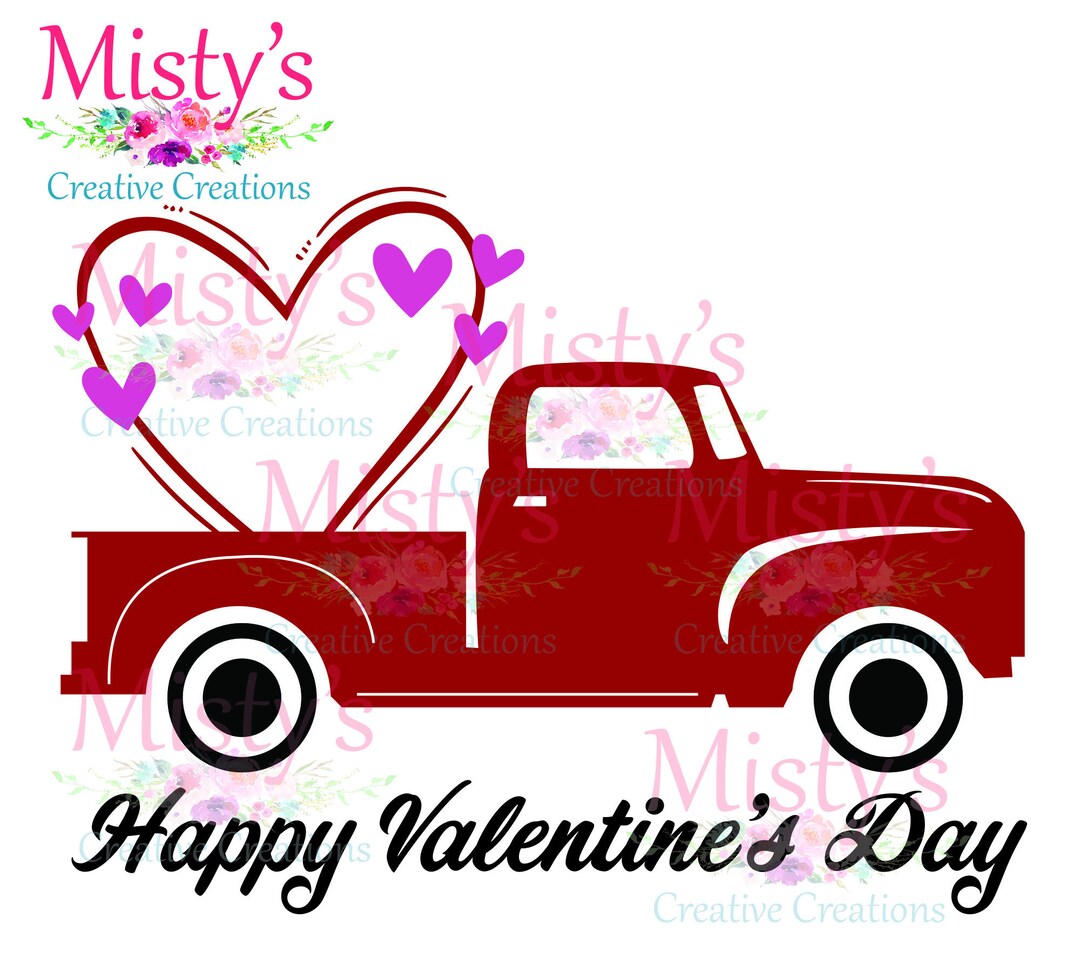 Valentine Truck Svg, Valentine's Day Svg, Red Truck With Heart Svg ...