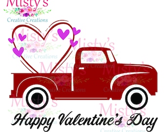 Valentine Truck Svg, Valentine's Day Svg, Red Truck With Heart Svg ...