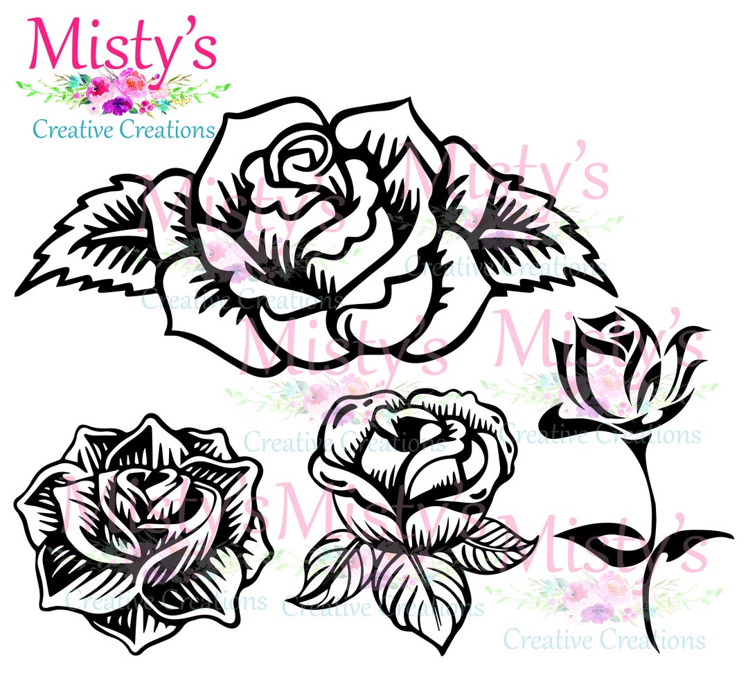 Rose Bundle SVG, Tattoo Clip Art, Hand Drawn Roses, Instant Download ...