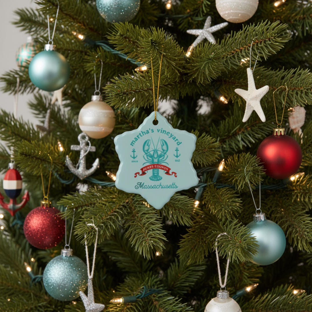Martha's Vineyard Lobster Ornament, Massachusetts Snowflake Gift ...