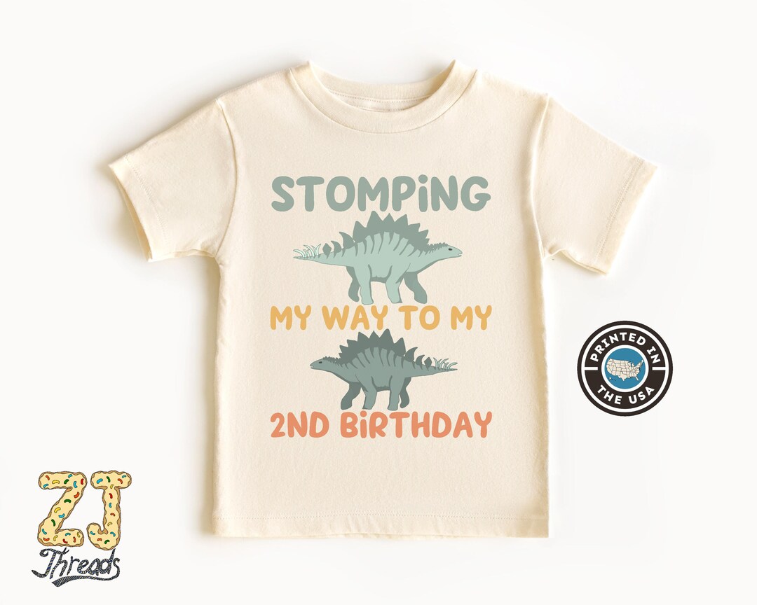 Stomping My Way to My 2nd Birthday T-shirt - Stegosaurus Dinosaur Shirt ...