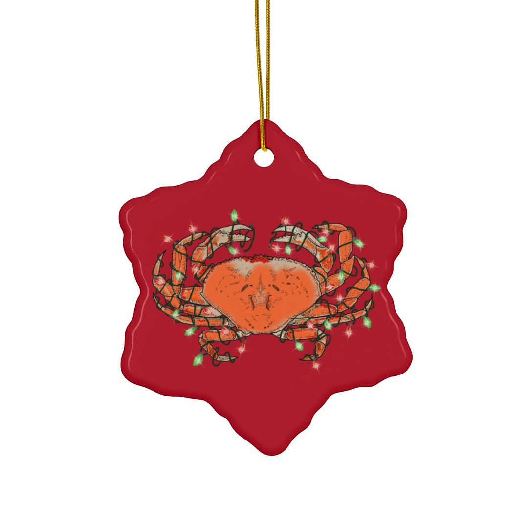 Christmas Crab Ornament - Crustacean Nautical Christmas Lights Beach ...