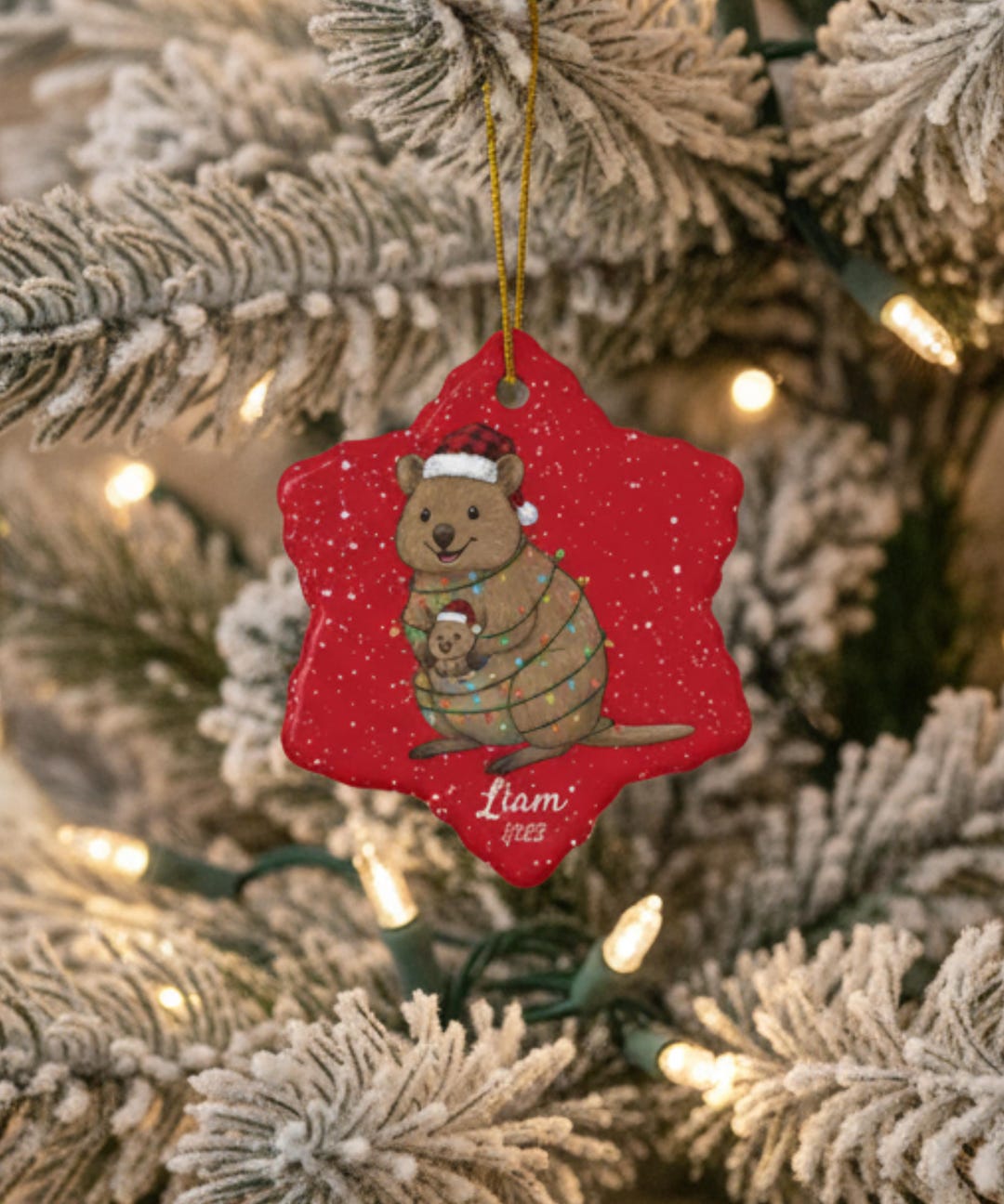 Quokka Personalized Family Christmas Ornament, Cute Custom Kids Ceramic ...