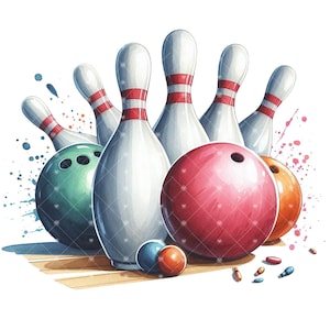 24 PNG, Sport Bowling Clipart Bundle, Bowling Clipart, Watercolor ...