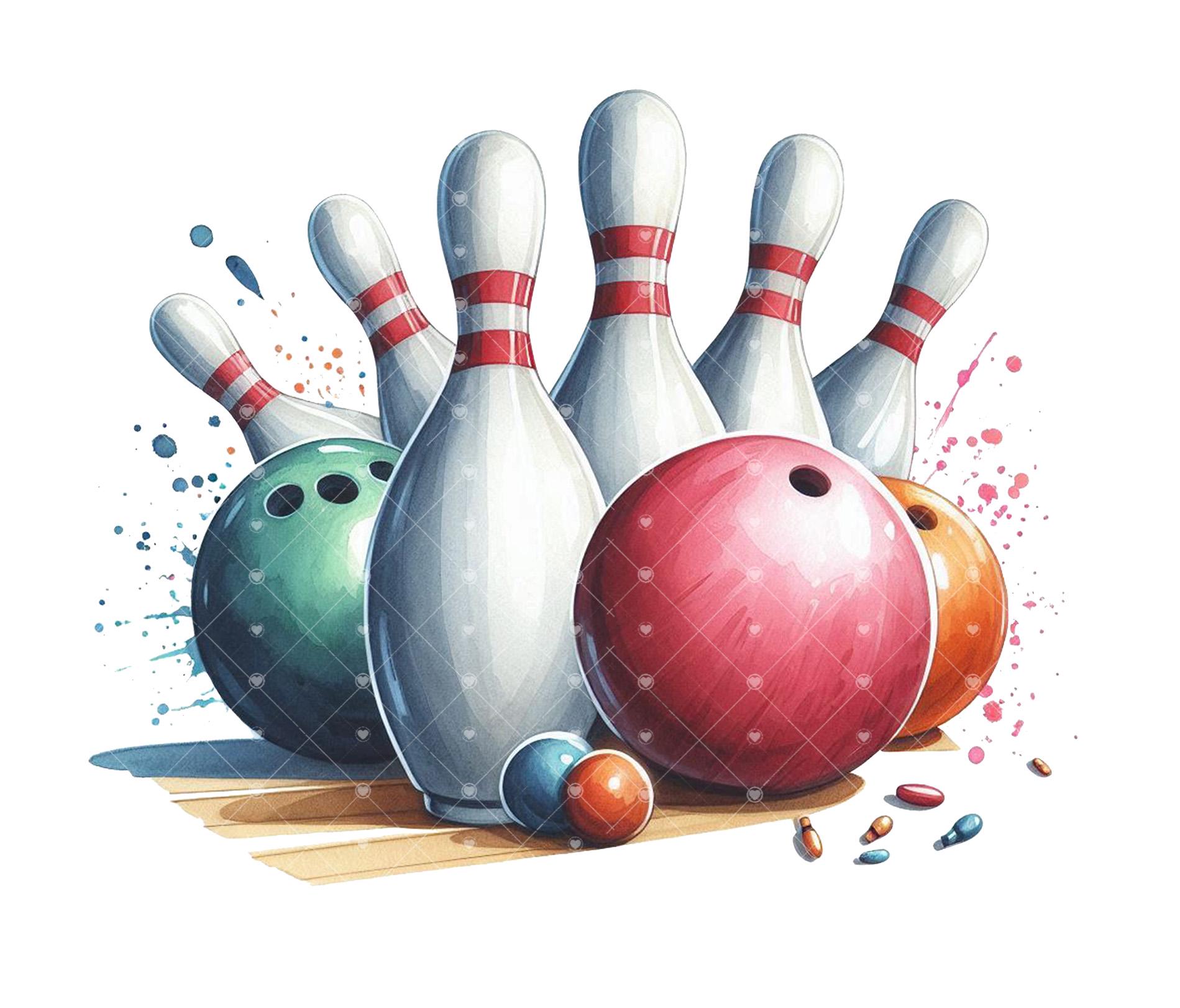 24 PNG, Sport Bowling Clipart Bundle, Bowling Clipart, Watercolor ...