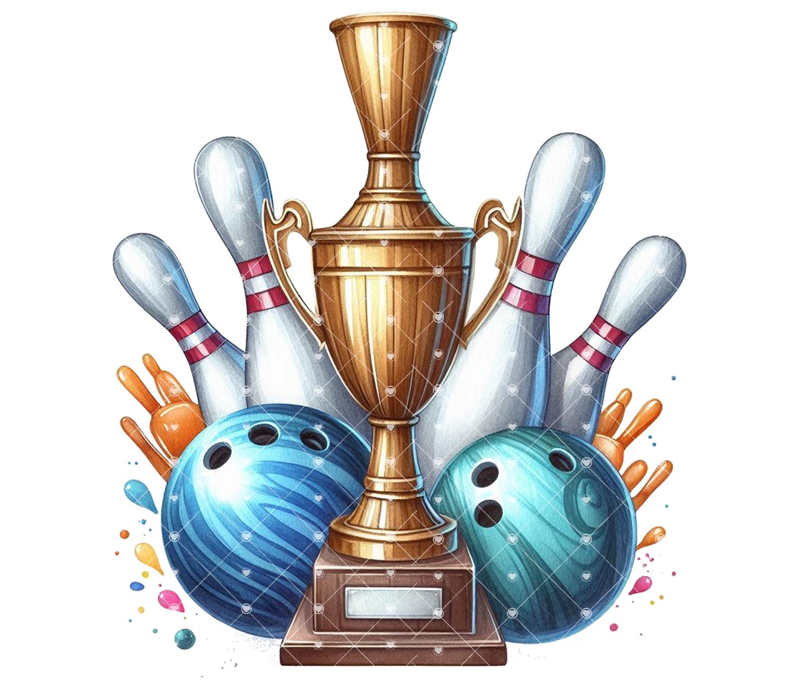 24 PNG, Sport Bowling Clipart Bundle, Bowling Clipart, Watercolor ...