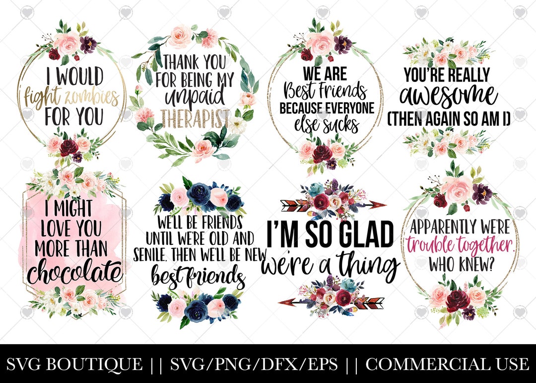 Best Friend Sublimation Bundle, Friends PNG Bundle, Funny Quotes ...