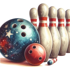 24 PNG, Sport Bowling Clipart Bundle, Bowling Clipart, Watercolor ...