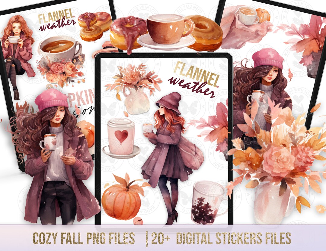 Cozy Fall Digital Stickers Fall Planner Decor Pumpkin Spice - Etsy
