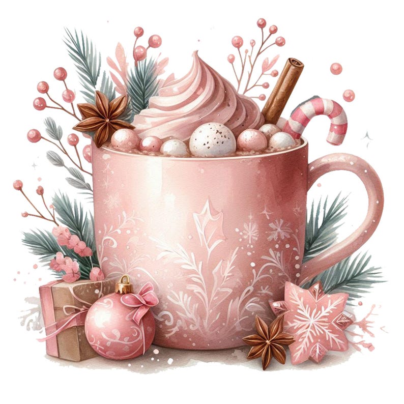 20 Winter Hot Cocoa Clipart, Winter Cups Clipart, Christmas Cocoa ...