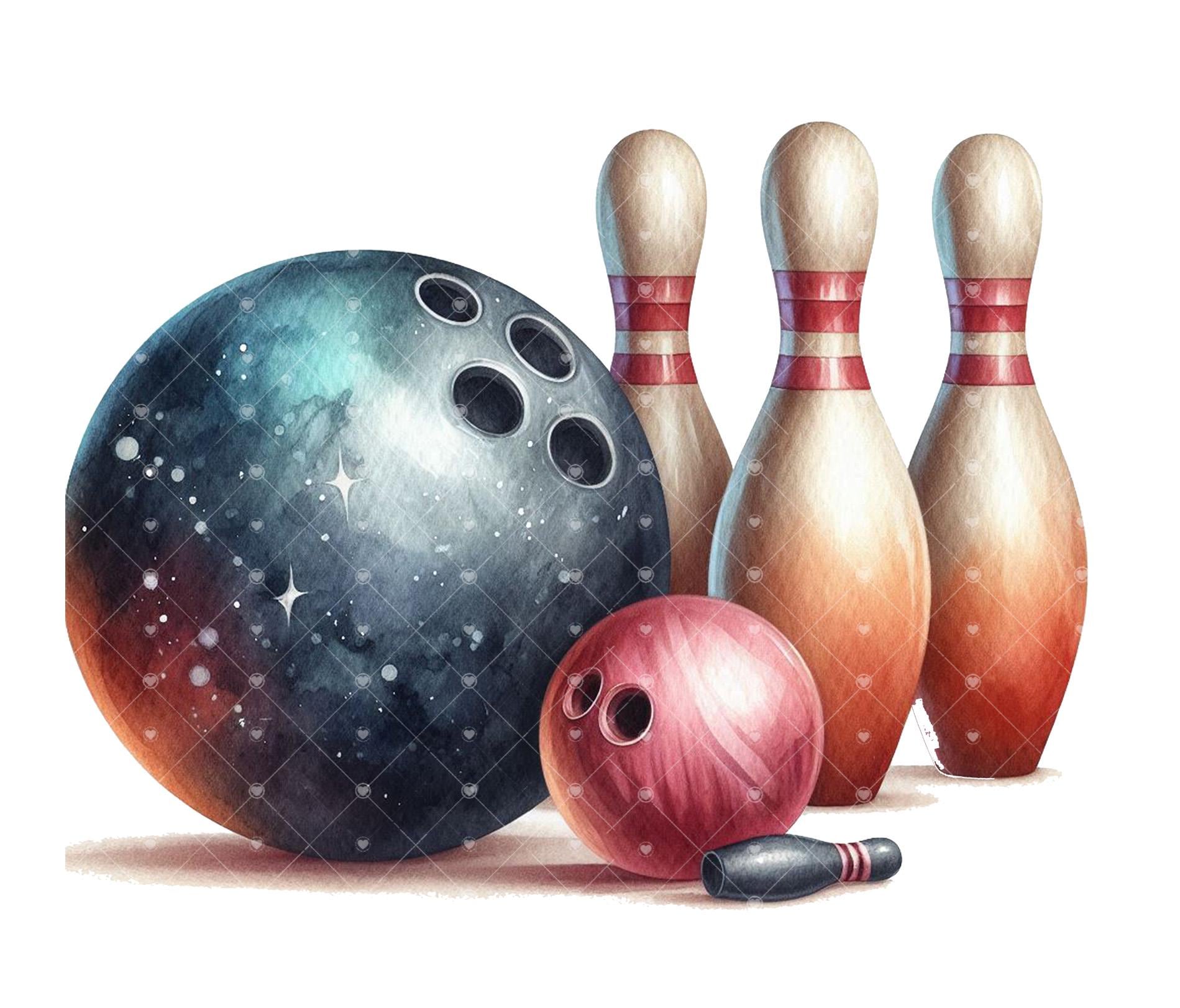 24 PNG, Sport Bowling Clipart Bundle, Bowling Clipart, Watercolor ...