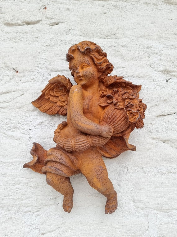 Cast Iron Wall Sculpture of an Angel Cherub Christmas Wall - Etsy