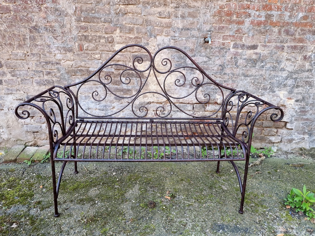 Wrought Iron Garden Bench Patio Bench Decorative Garden Bench - Etsy