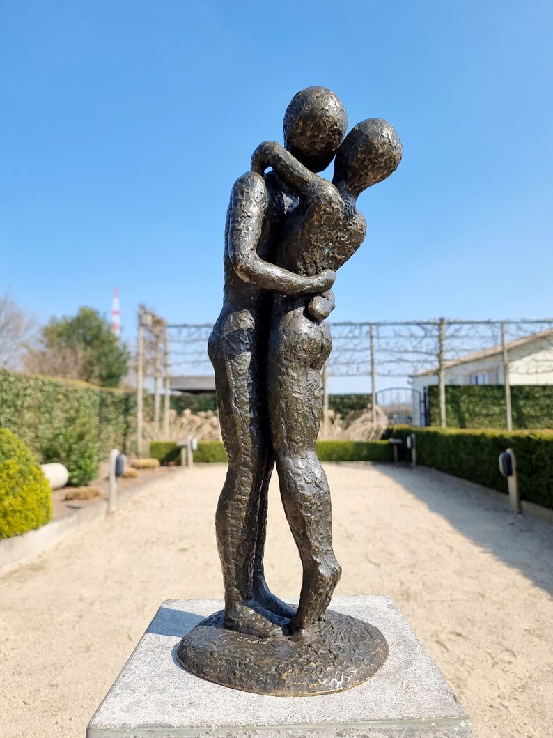 Bronze Garden Sculpture Of An Embracing Couple Abstract And Etsy