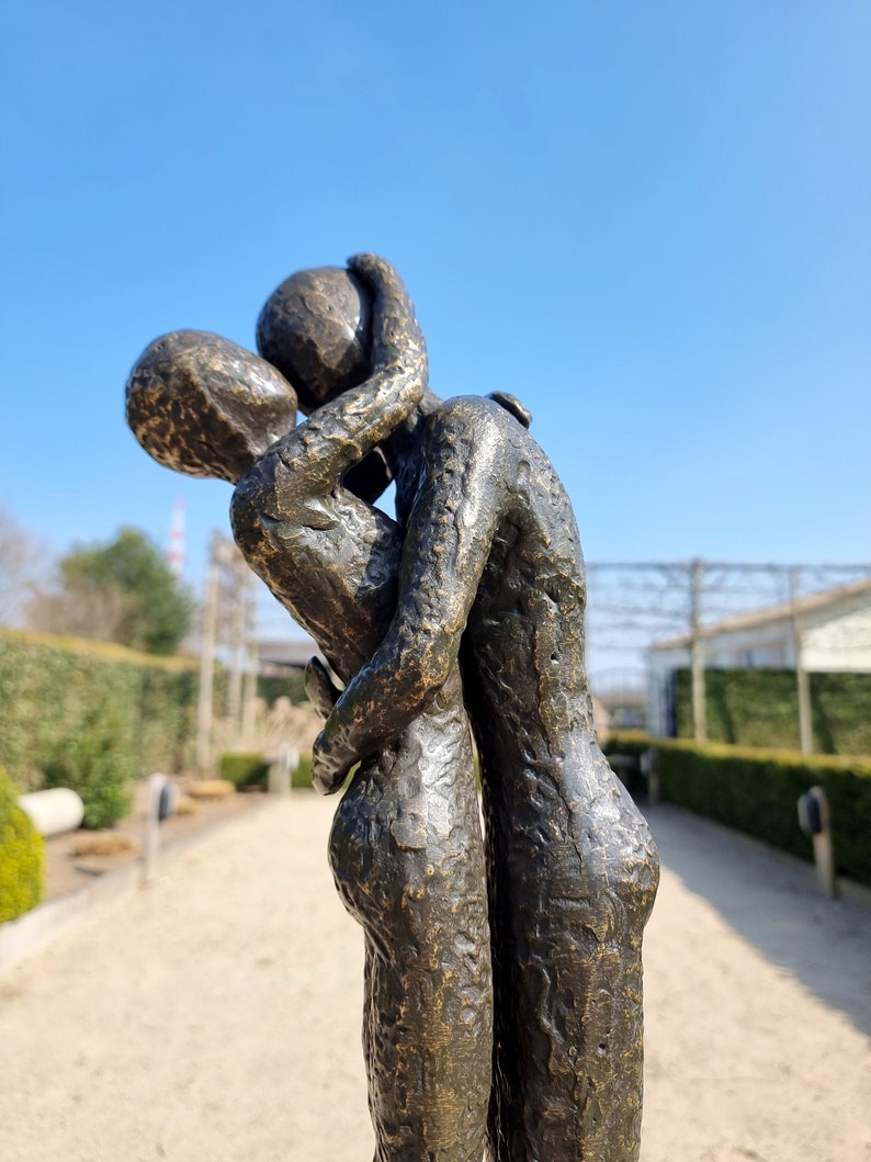 Bronze Garden Sculpture Of An Embracing Couple Abstract And Etsy