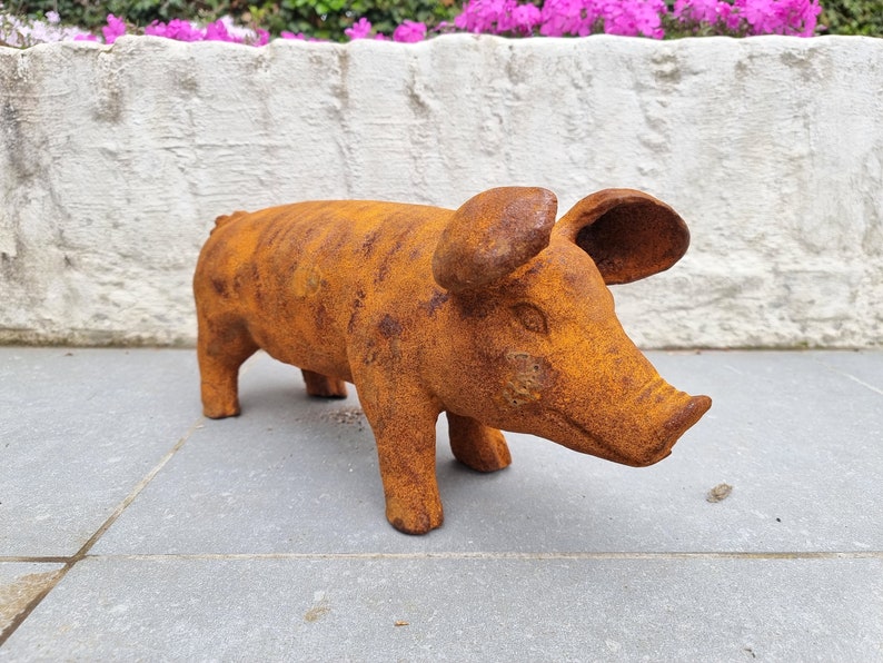 Cast iron pig Garden sculpture Garden animals | Etsy