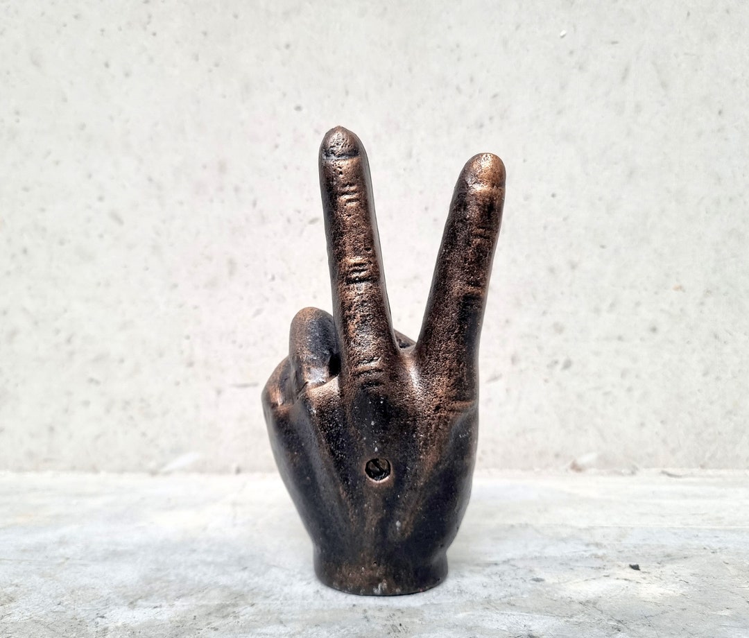 Peace Sign Hand Gesture Peace Cast Iron Hand - Etsy