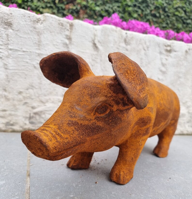 Cast iron pig Garden sculpture Garden animals | Etsy