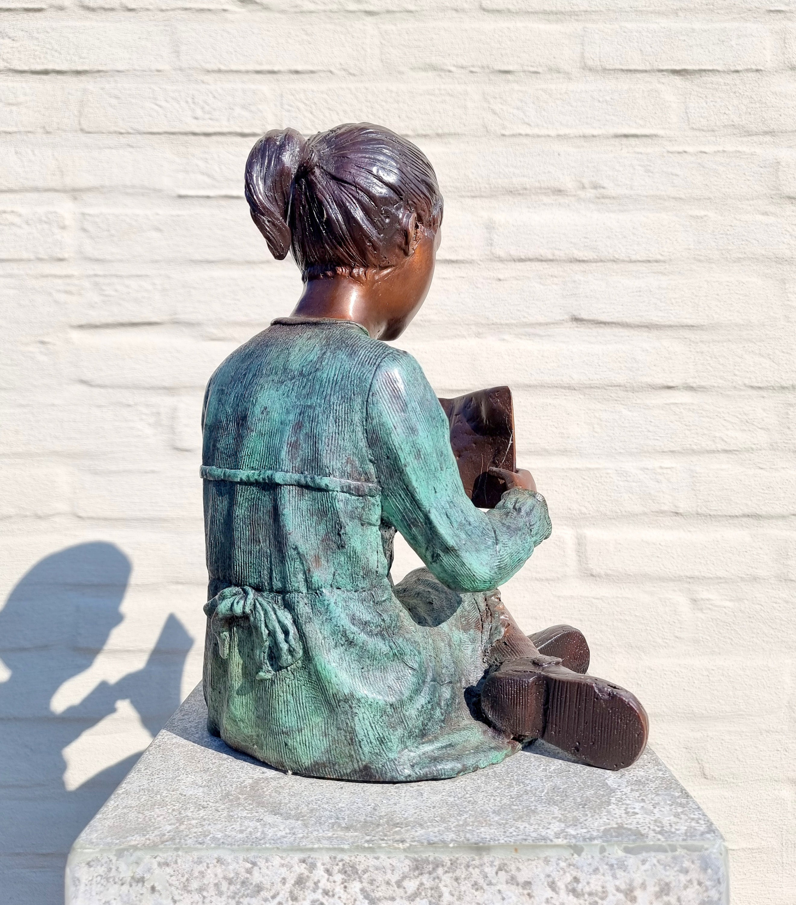 Bronze Sculpture of a Girl Reading a Book Bronze Garden | Etsy