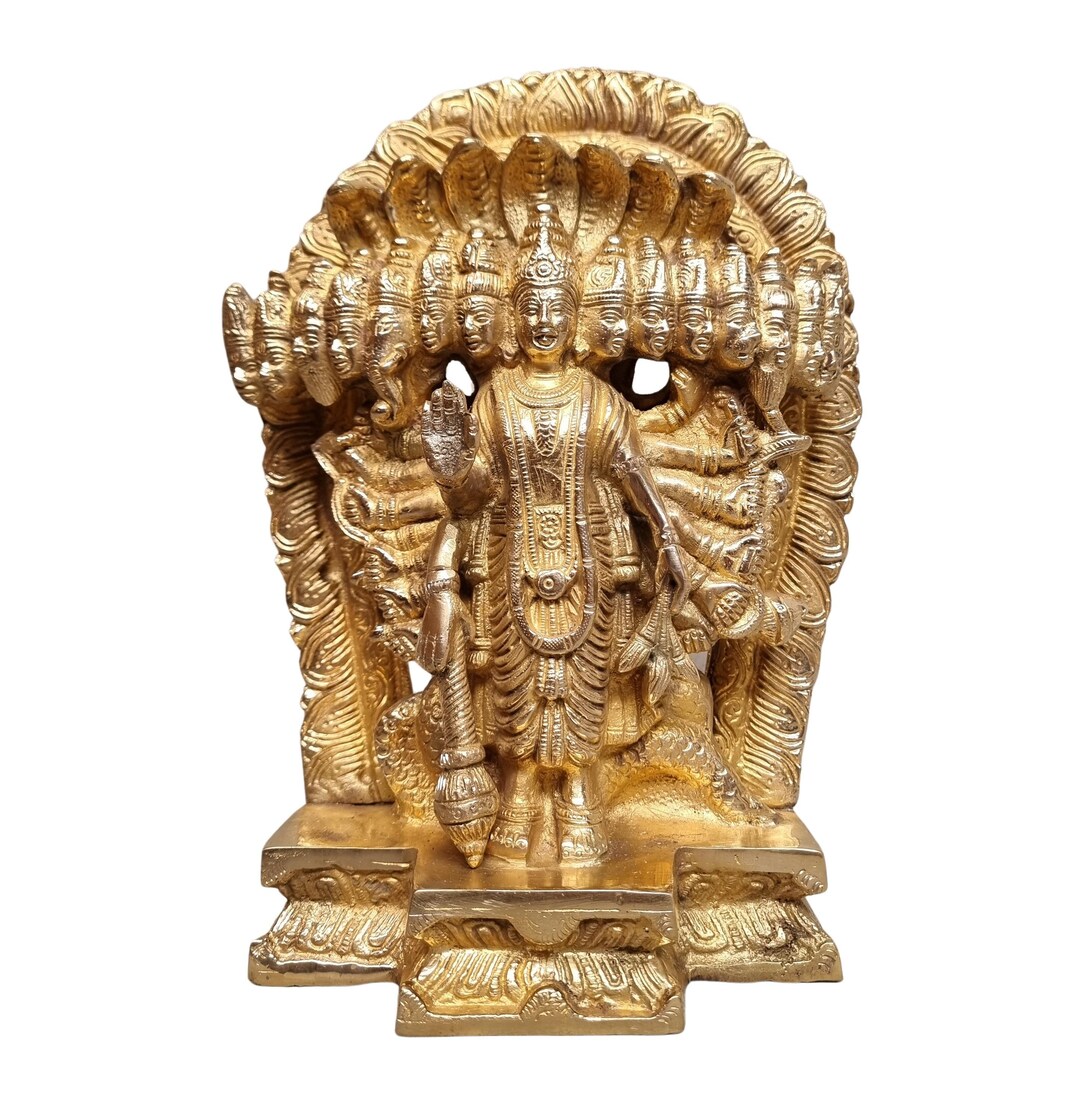 Vishnu Statue Bronze Vishnu With Twelve Arms Hindu God of Protection ...