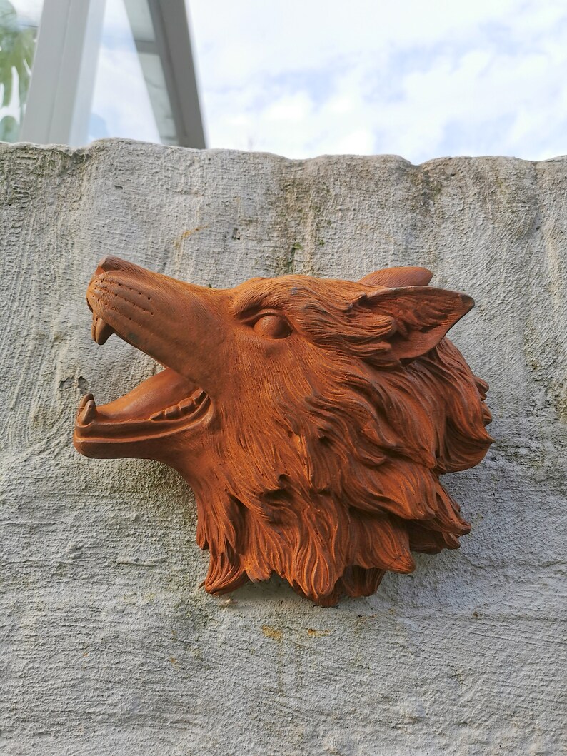 Wall Mount Wolf Head Wolf Head Cast Iron Wolf | Etsy