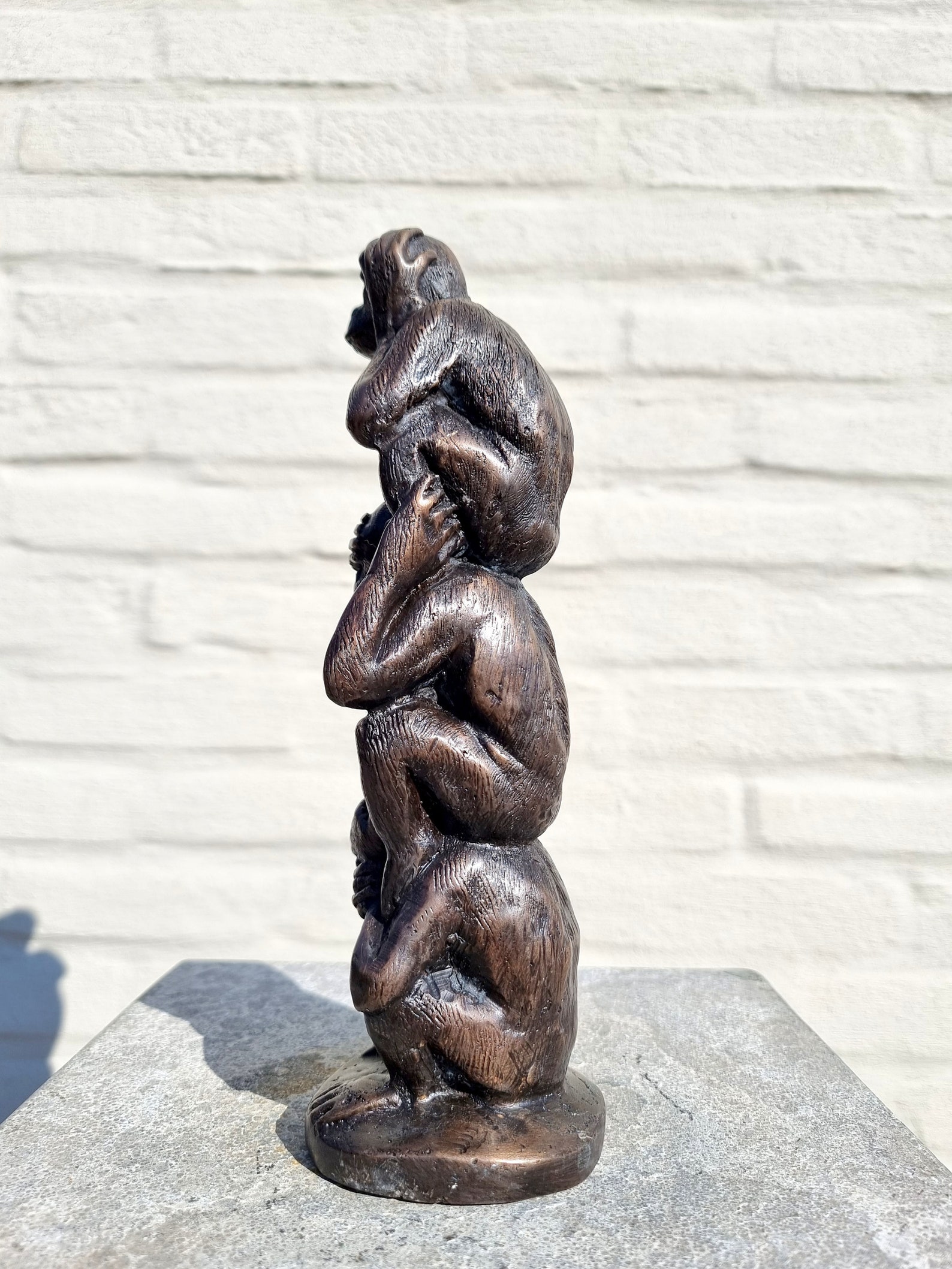 Bronze Monkeys Hear See and Speak No Evil Monkey Tower - Etsy