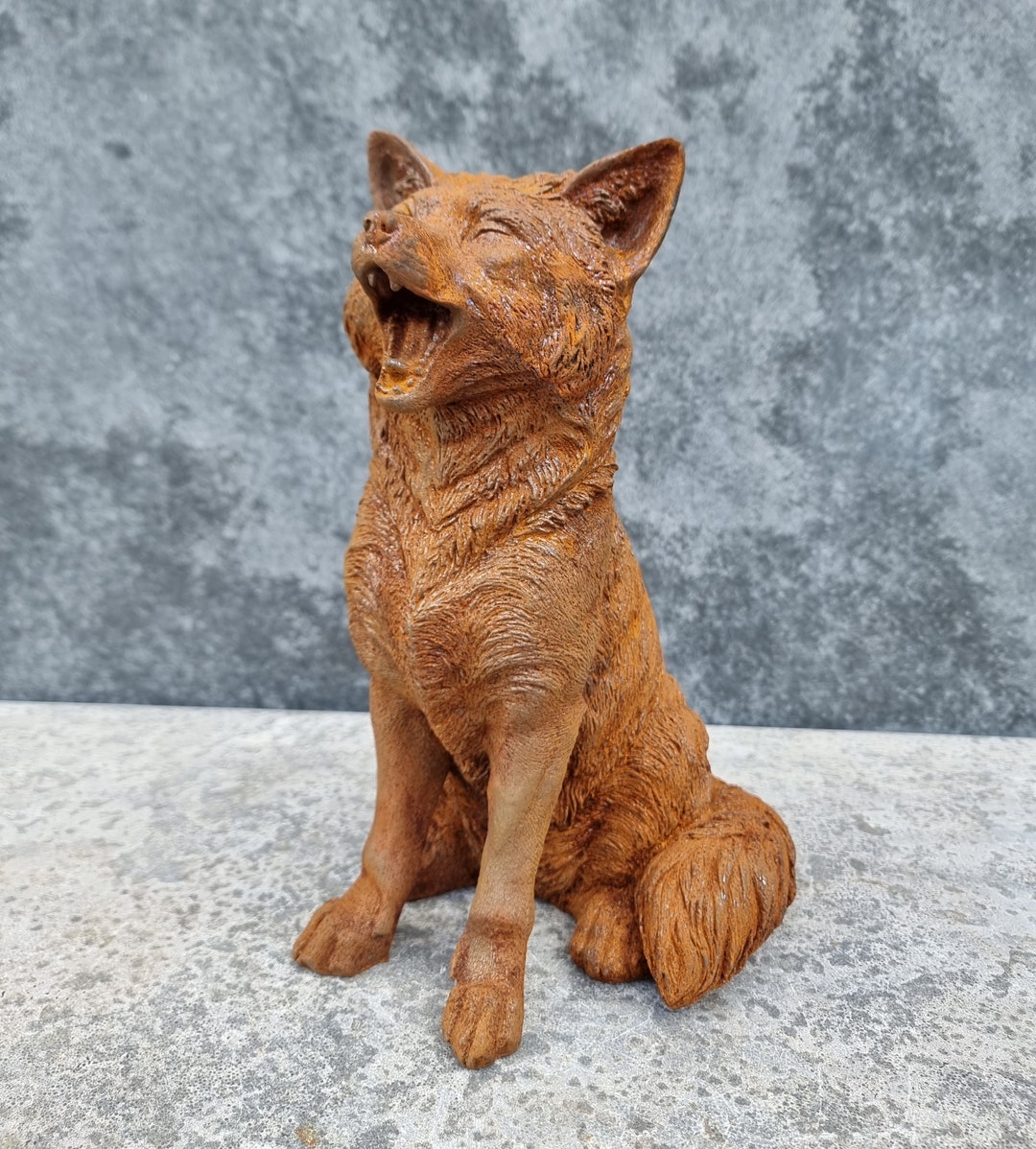 Sitting Fox Cast Iron Fox Fox Garden Sculptures Decorative Garden ...