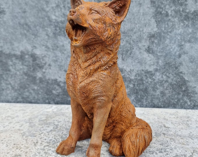 Sitting Fox Cast Iron Fox Fox Garden Sculptures Decorative Garden ...