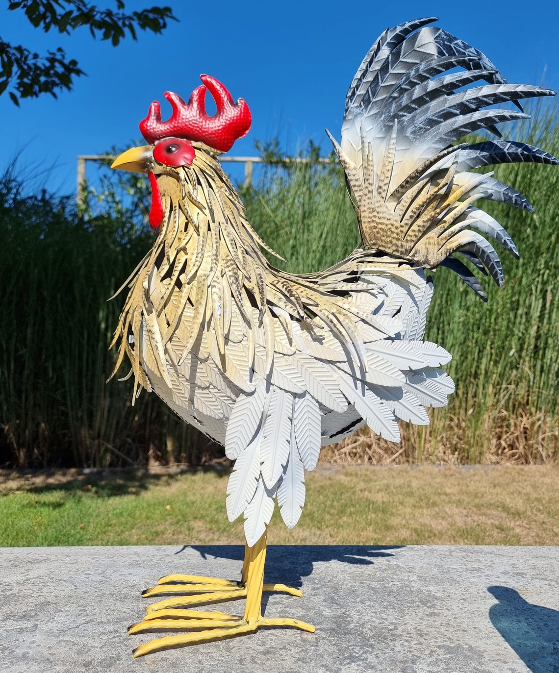 Xl Iron Rooster Amazing Detail and Beautiful Colours Lawn - Etsy